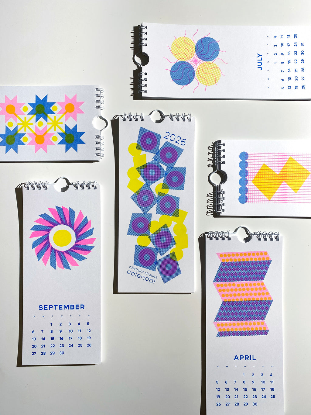 2026 Abstract Shapes Modern Risograph Wall Calendar – Mezzaluna Studio